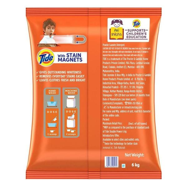 Tide Jasmine & Rose Detergent Powder 5 kg (Get Extra 1 kg Free) - JioMart