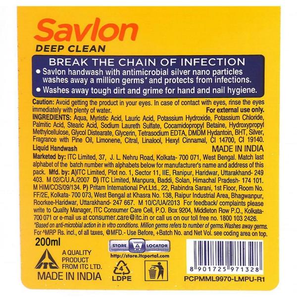 Savlon Deep Clean Germ Protection Handwash 200 ml - JioMart