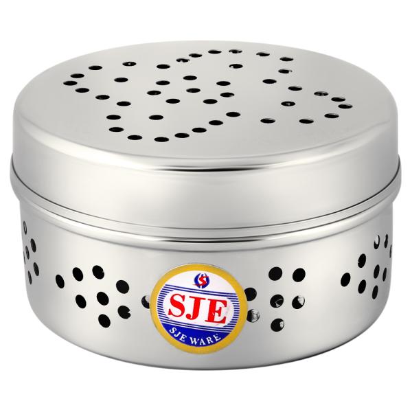 SJE Stainless Steel Round Puri Dabba with Holes 250 ml - JioMart
