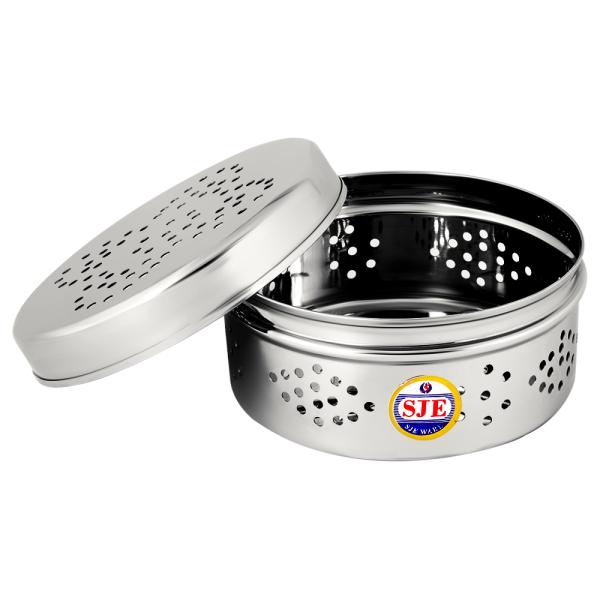 SJE Round Steel Puri Dabba with Holes 350 ml - JioMart