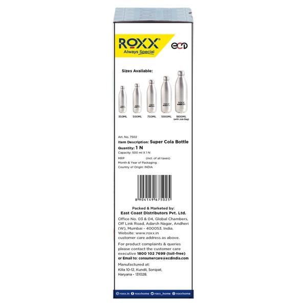 Roxx Super Cola Cylindrical Stainless Steel Bottle 500 ml - JioMart