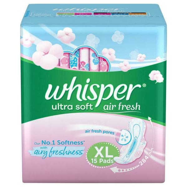 Whisper Ultra Soft Sanitary Napkin with Wings (XL+) 15 pads - JioMart