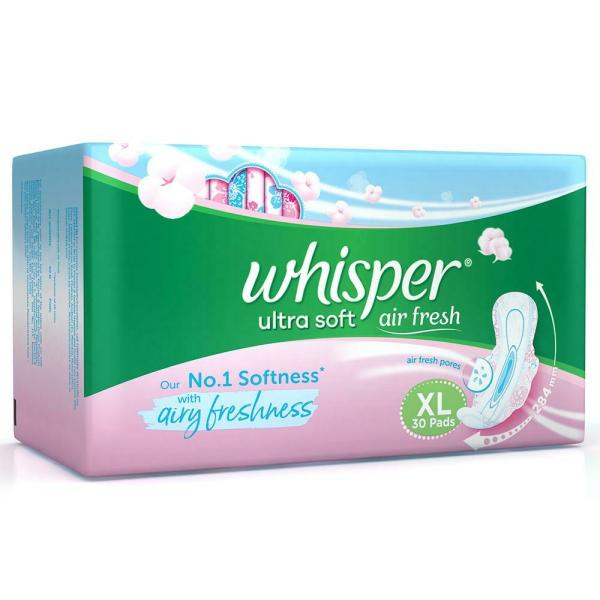 Whisper Ultra Soft Sanitary Napkin with Wings (XL+) 30 pads - JioMart