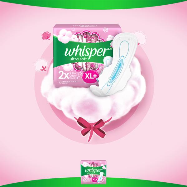 Whisper Ultra Soft Sanitary Napkin with Wings (XL+) 30 pads - JioMart
