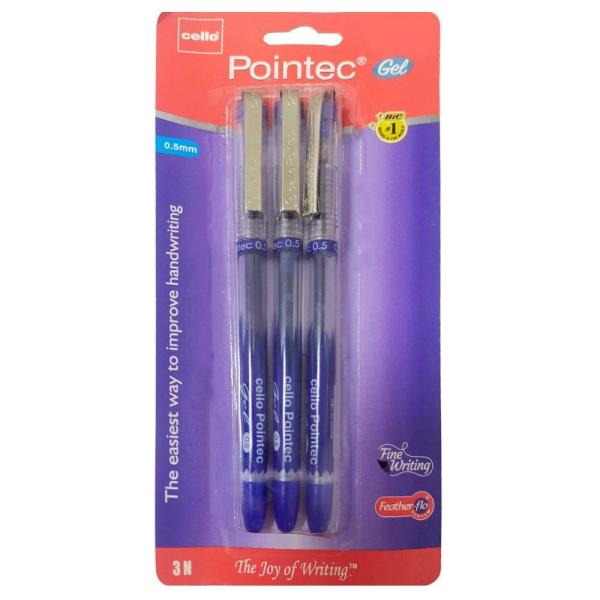 Bic Cello 0.5 mm Pointec Blue Gel Pen (Pack of 3) - JioMart