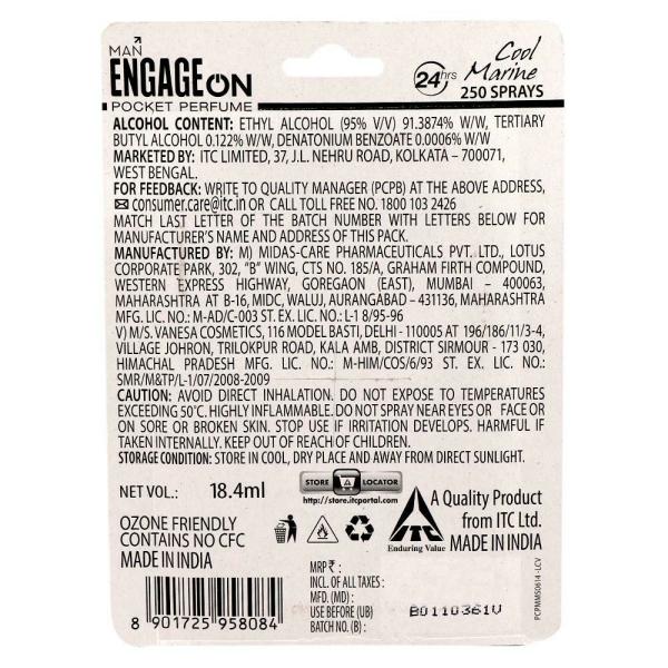 Engage ON Cool Marine Pocket Perfume for Men 18 ml - JioMart