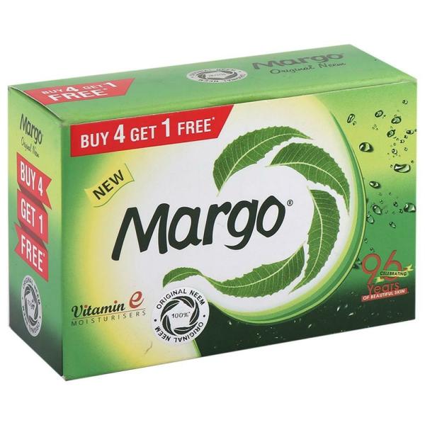 Margo 100% Original Neem Soap with Vitamin E 100 g (Buy 4 Get 1 Free ...