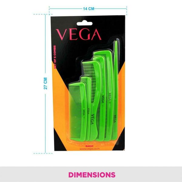 Vega Assorted Comb (HCS-02) 6 pcs - JioMart