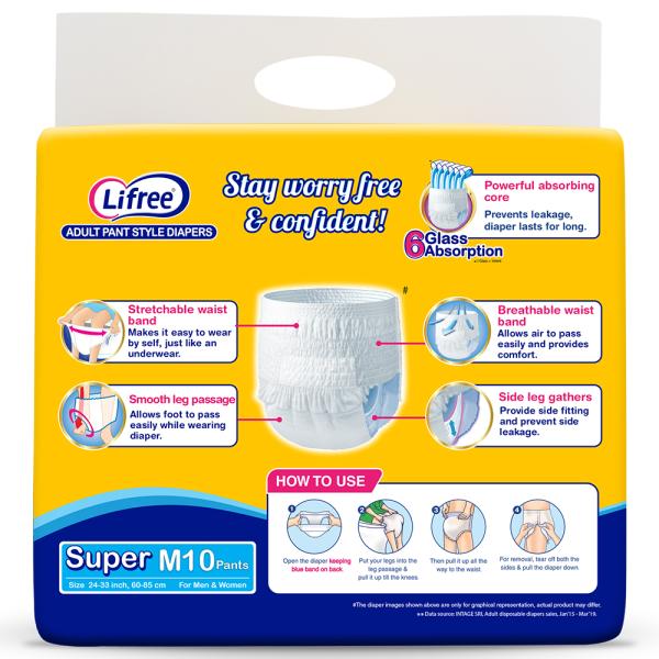 Lifree For Men & Women Adult Extra Absorb Pant (M, 24 - 33 inches) 10 ...