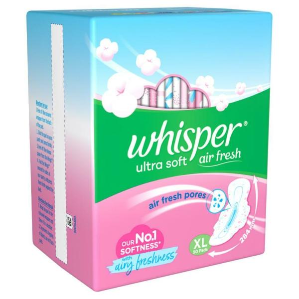 Whisper Ultra Soft Sanitary Napkin with Wings (XL) 50 pads - JioMart