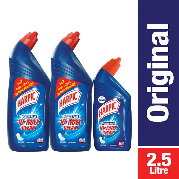 Harpic Power Plus Original Disinfectant Toilet Cleaner 1 L + 1 L (Get 500 ml Free) - JioMart