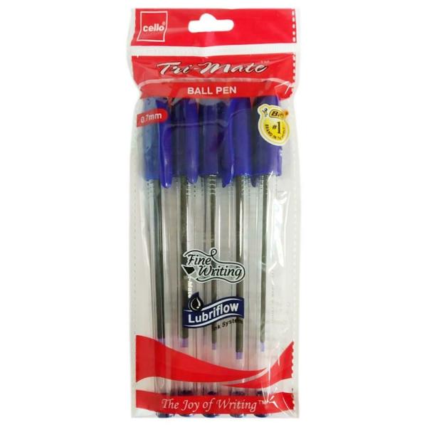 Bic Cello 0.7 mm Tri-Mate Blue Ballpoint Pen (Pack of 5) - JioMart