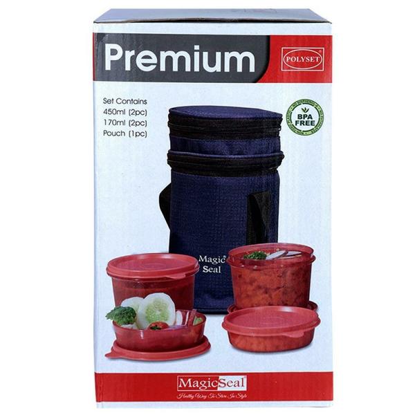 Polyset Magic Seal Premium Yellow Round Plastic Lunch Box (4 pcs) with ...