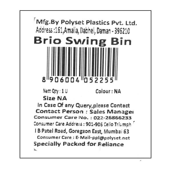 Polyset Brio Plastic Assorted Swing Dustbin 6.2 L - JioMart