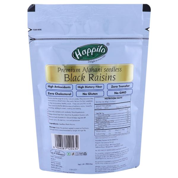 Happilo Premium Seedless Afghani Black Raisins 250 g - JioMart