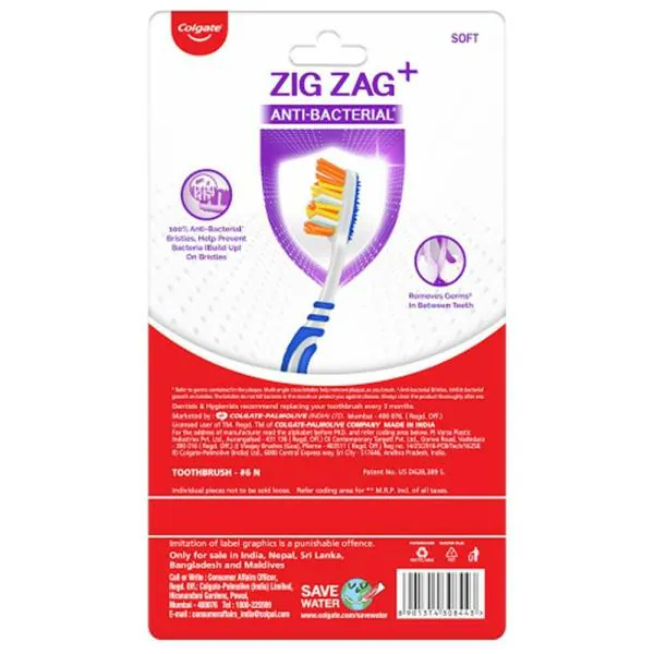 Colgate Zig Zag Anti-Bacterial (Soft) Toothbrush (Pack of 6) - JioMart