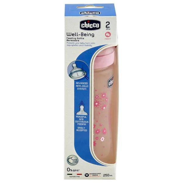Chicco Pink Well-Being Medium Flow Feeding Bottle (2 months +) 250 ml - JioMart