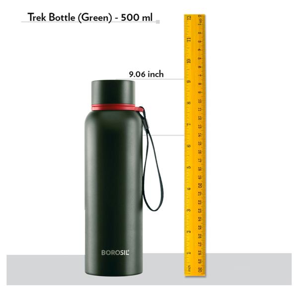 Borosil Flair Trek Green Stainless Steel Vacuum Insulated Flask 500 ml ...