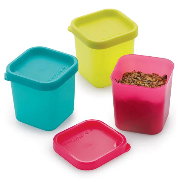 Mastercook Assorted Colour Square Plastic Container 100 ml (3 pcs ...