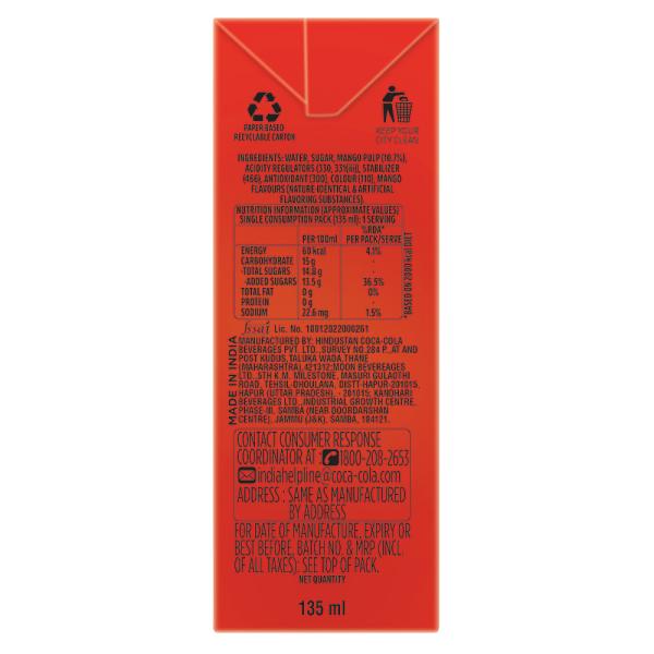 Maaza Refresh Mango Drink 135 ml - JioMart