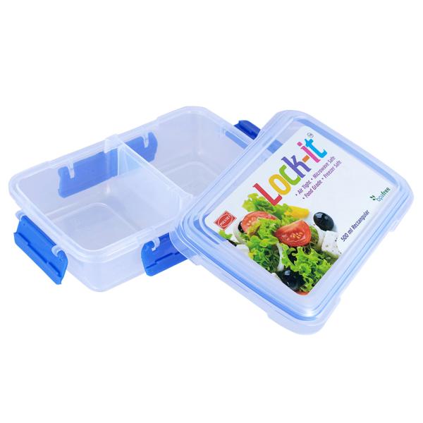 Polyset Lock It Assorted Rectangular Plastic Container with Partition 500 ml - JioMart