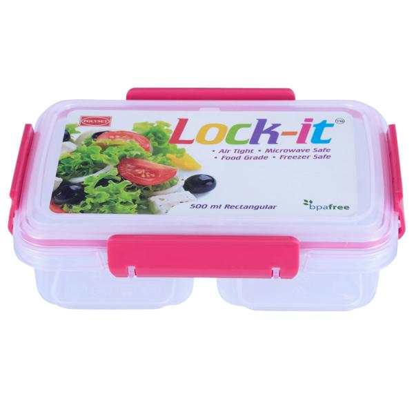 Polyset Lock It Assorted Rectangular Plastic Container with Partition 500 ml - JioMart