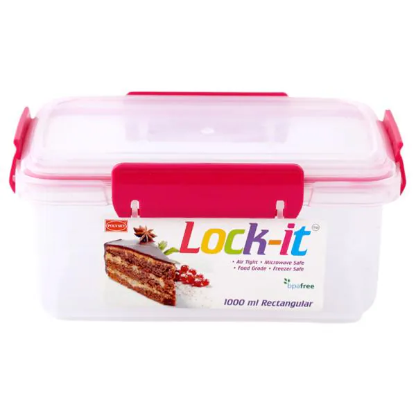 Polyset Lock-It Red Rectangular Plastic Container 1 L - JioMart