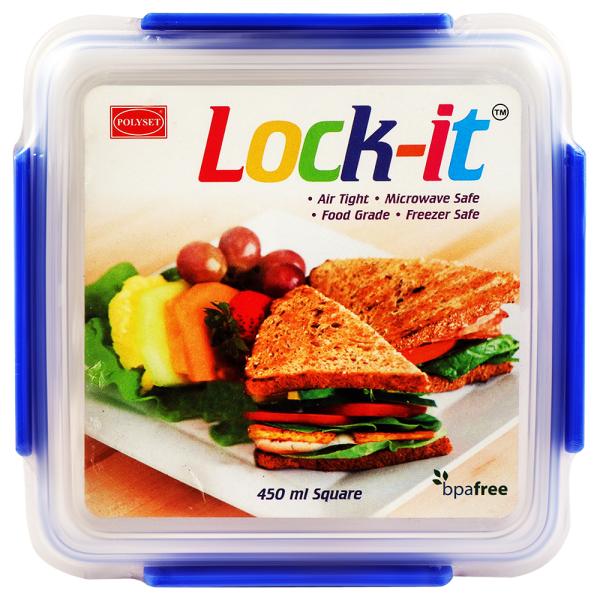 Polyset Lock It Blue Square Plastic Container 450 ml - JioMart