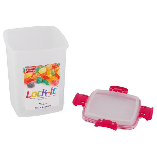Polyset Lock-It Pink Square Plastic Container 950 ml - JioMart