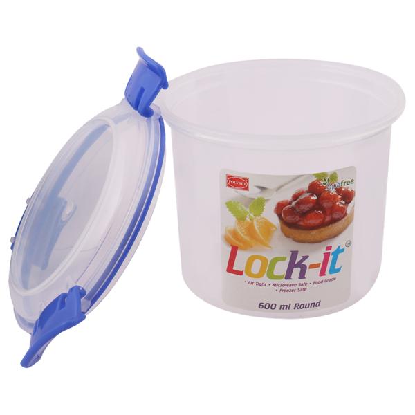 Polyset Lock It Assorted Colour Round Plastic Container 600 ml - JioMart