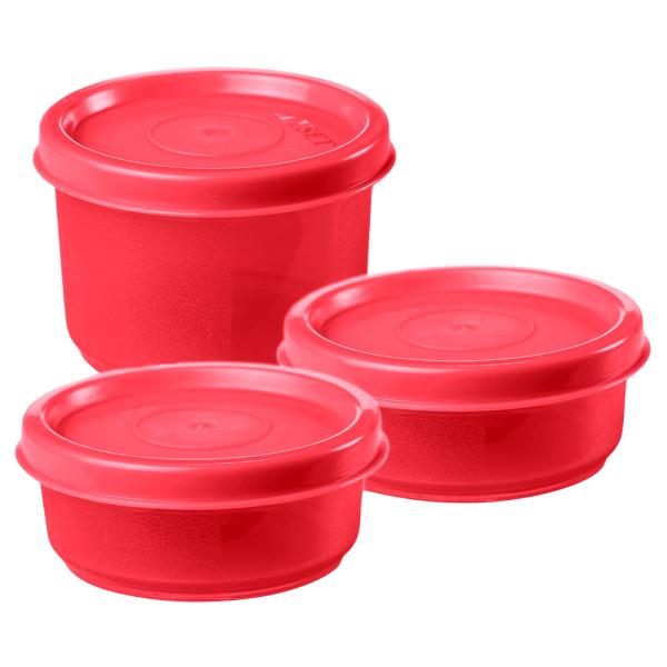 Polyset Magic Seal Pink Round Plastic Container 100+ 70+ 70 ml (3 pcs ...