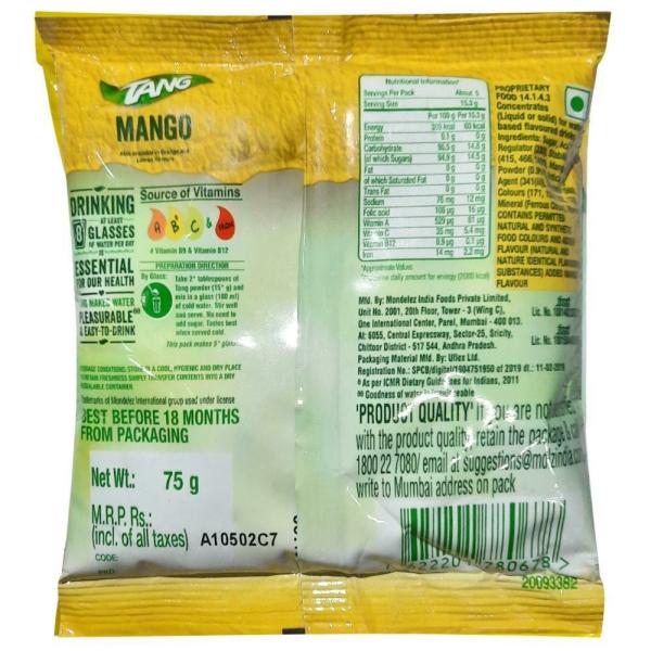 Tang Mango Instant Drink Powder 75 g - JioMart