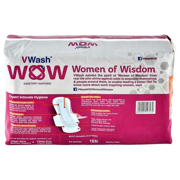 Vwash Wow Ultra Thin Sanitary Napkin with Wings (XL) 16 pads - JioMart