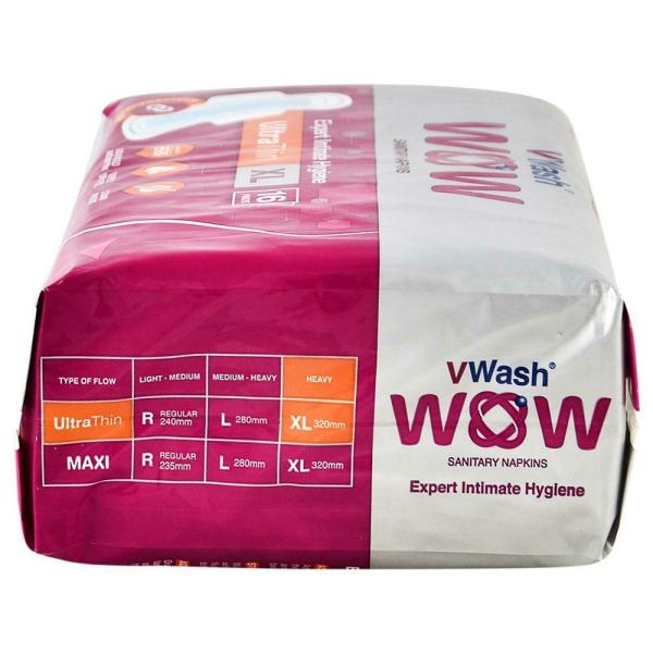 Vwash Wow Ultra Thin Sanitary Napkin with Wings (XL) 16 pads - JioMart