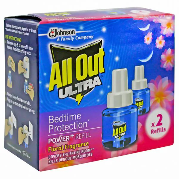 All Out Ultra Floral Power+ Mosquito Repellent Refill 45 ml (Pack of 2 ...