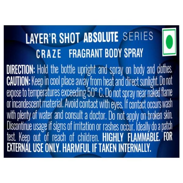 Layer'r Shot Absolute Series Craze Fragrant Body Spray 135 ml - JioMart