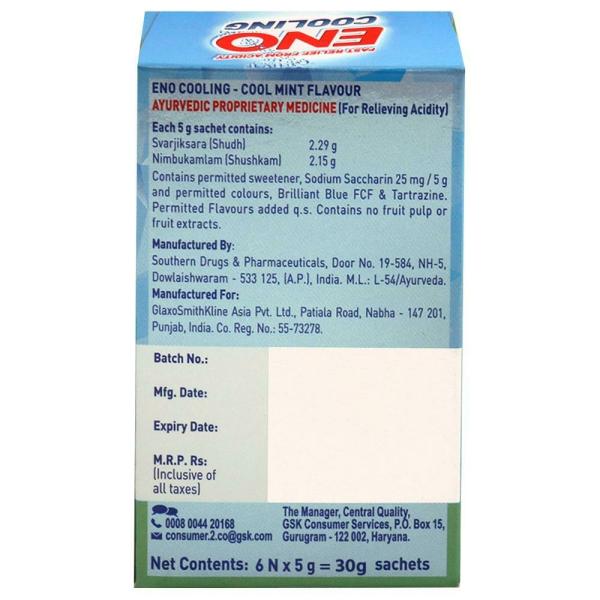 Eno Cooling Cool Mint Flavour Digestive Care 5 g (Pack of 6) - JioMart