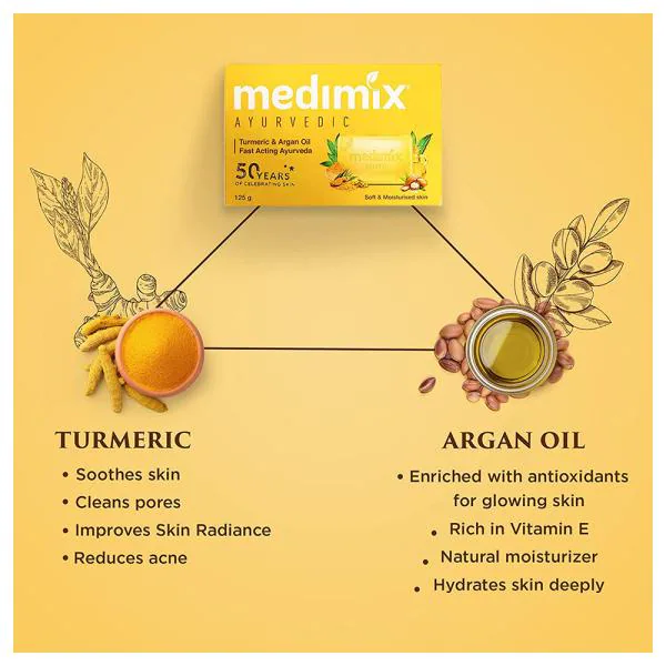 Medimix Ayurvedic Turmeric & Argan Oil Soap 125 g (Buy 4 Get 1 Free ...