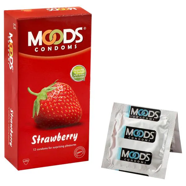 Moods Strawberry Flavoured Condoms 12 pcs - JioMart