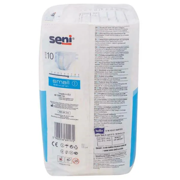 Seni Super Fit & Dry Adult Diapers (S, 22 - 31 inches) 10 count - JioMart