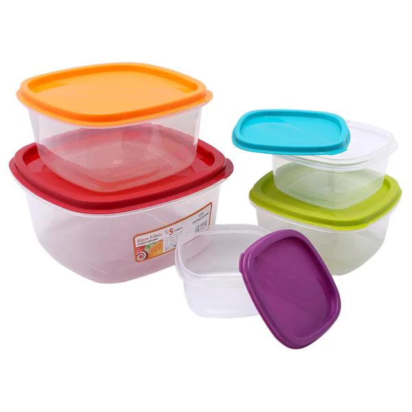 Princeware Store Fresh Assorted Square Plastic Food Container (5 pcs ...