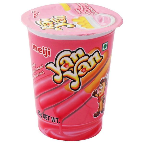 Meiji Yan Yan Creamy Strawberry Dip Biscuit Snack 25 g - JioMart