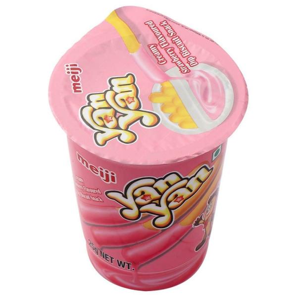 Meiji Yan Yan Creamy Strawberry Dip Biscuit Snack 25 g - JioMart