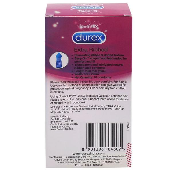 Durex Extra Ribbed Condoms 10 pcs - JioMart