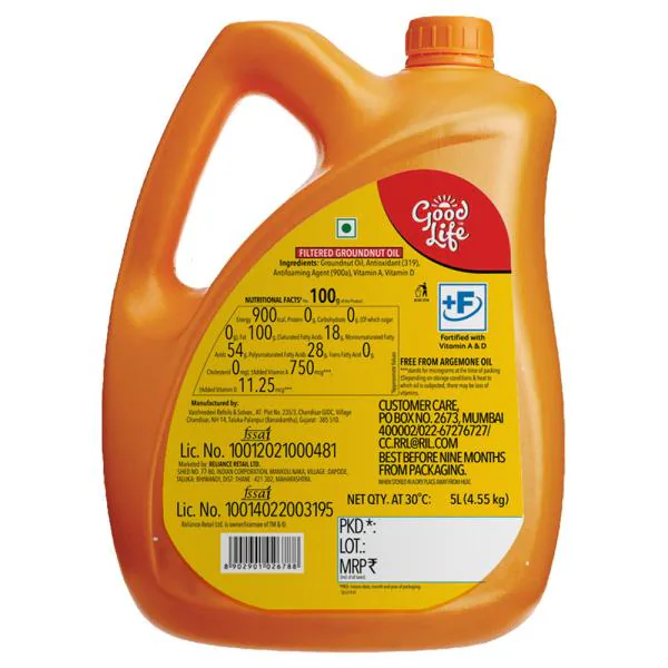 Good Life Filtered Groundnut Oil 5 L - JioMart