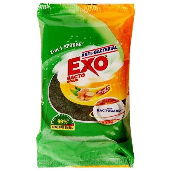 Exo Bacto Anti-Bacterial 2 In 1 Sponge Scrub Pad (6.5 cm X 10 cm) - JioMart