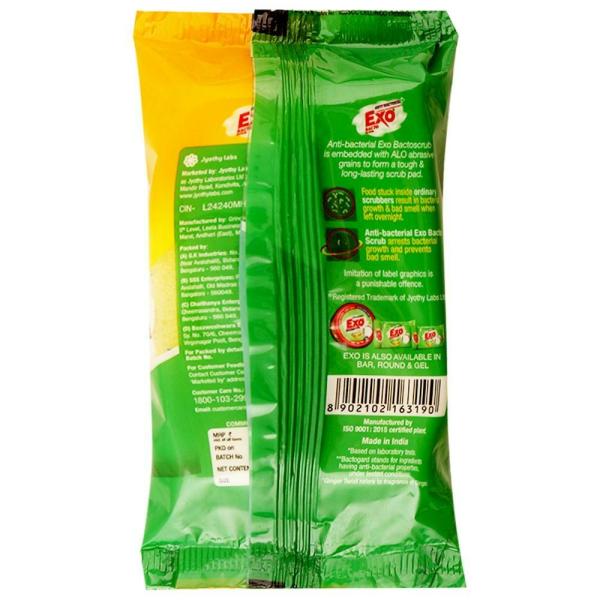 Exo Bacto Anti-Bacterial 2 In 1 Sponge Scrub Pad (6.5 cm X 10 cm) - JioMart