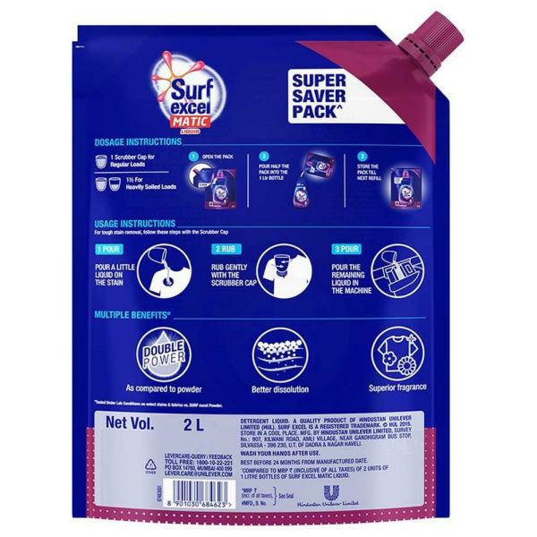Surf Excel Matic Front Load Liquid Detergent 2 L - JioMart