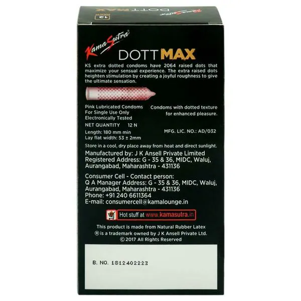 KamaSutra Dott Max Condoms 12 pcs - JioMart