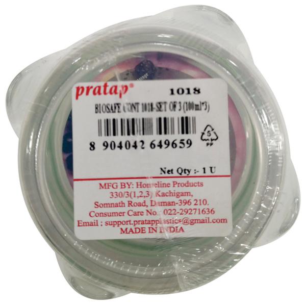 Pratap Biosafe Transparent Plastic Container 100 ml (Set of 3) (No.1018 ...